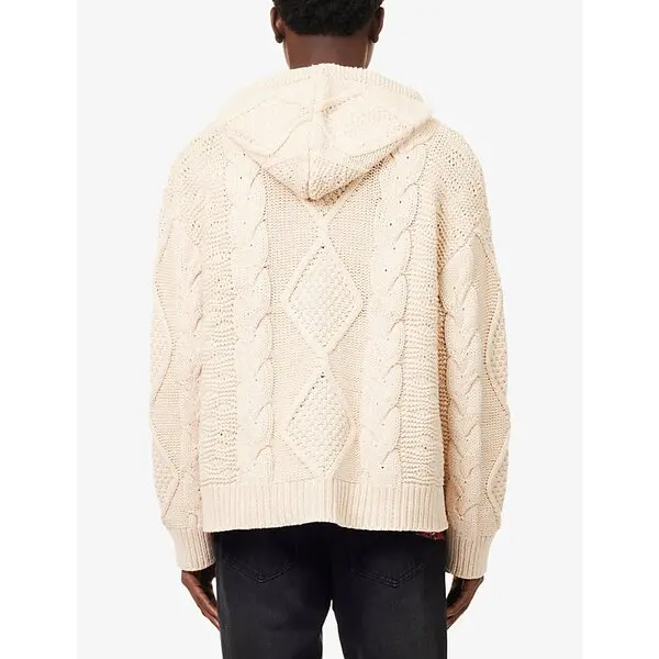 FOUND Zip-up Cable-knit Cotton-blend Hoody