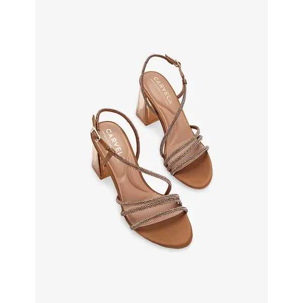 Carvela Paparazza Embellished Faux-leather Block Heel Sandals