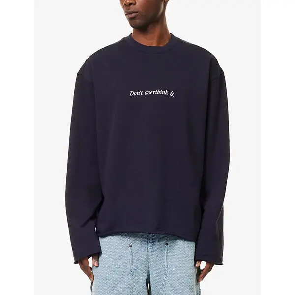 HONOR THE GIFT Don't Overthink It Logo-embroidered Cotton Sweatshirt