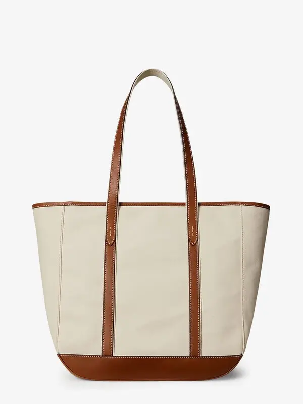Polo Ralph Lauren Canvas Tote Bag With Embroidered Logo - Brown