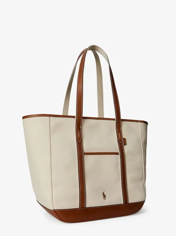 Polo Ralph Lauren Canvas Tote Bag With Embroidered Logo - Brown
