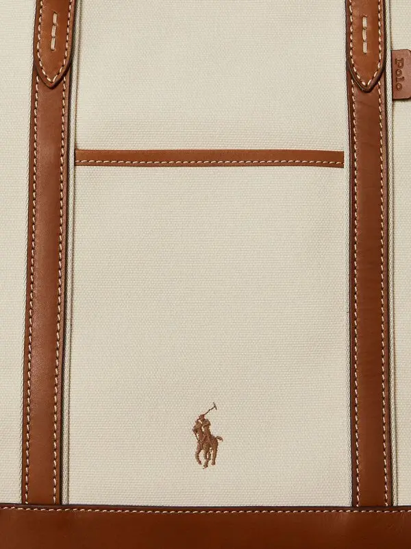 Polo Ralph Lauren Canvas Tote Bag With Embroidered Logo - Brown