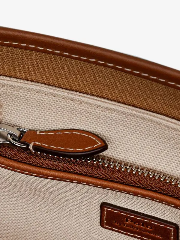 Polo Ralph Lauren Canvas And Leather Shoulder Bag With Embroidered Logo