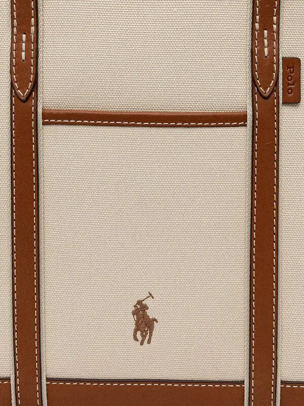 Polo Ralph Lauren Canvas And Leather Shoulder Bag With Embroidered Logo