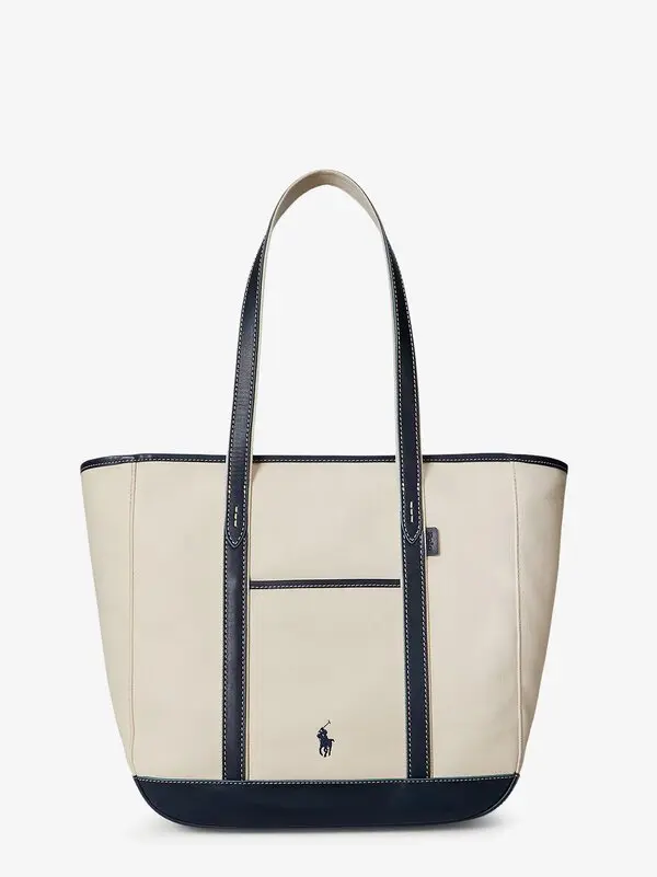 Polo Ralph Lauren Canvas Shopping Bag With Embroidered Logo - Blue