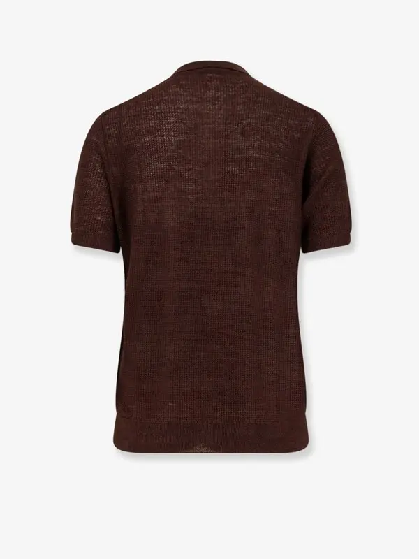 Corneliani Linen And Silk Blend Polo Shirt