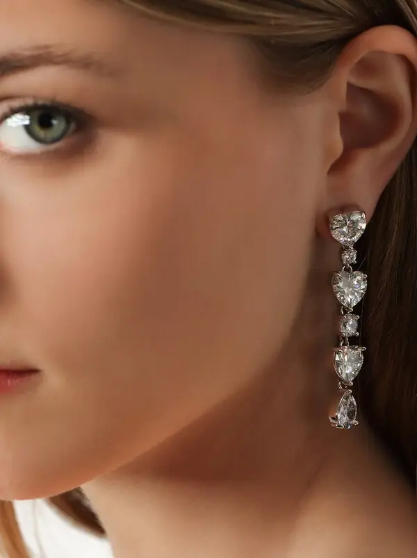 SELF-PORTRAIT Crystal Heart Drop Earrings
