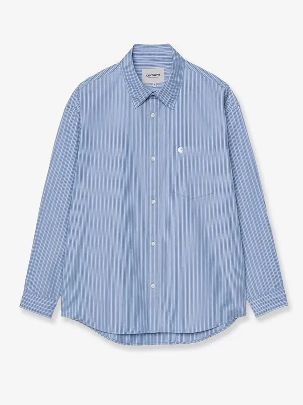 Carhartt Work In Progress Keene Striped Cotton Shirt L/s - Blue