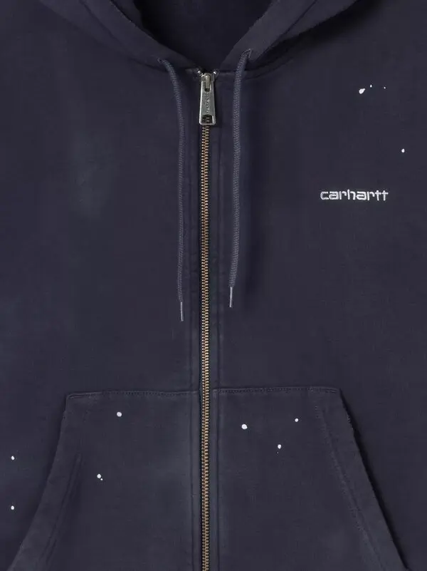Carhartt Work In Progress Hooded Cotton Sweatshirt With Embroidered Logo - Blue