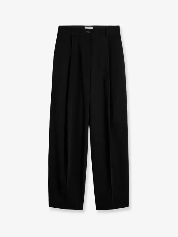 TOTEME Single Pleat Wide Leg Cotton Trousers