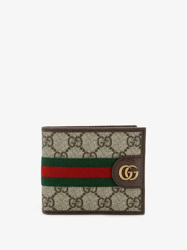 Gucci Coated Canvas Wallet With Gg Motif - Beige