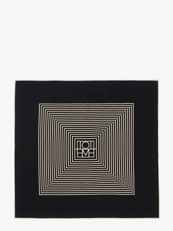 TOTEME Centered Monogram Silk Foulard - Black