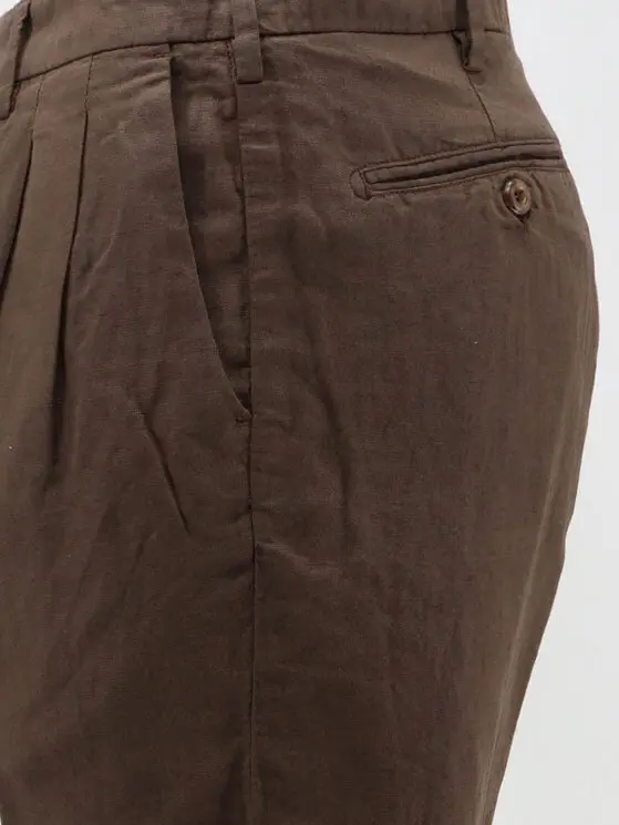 NUGNES 1920 Modern Fit Linen And Cotton Bermuda Shorts