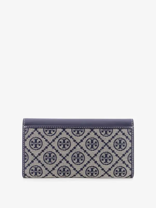 Tory Burch T Monogram Envelope Leather And T Monogram Fabric Wallet