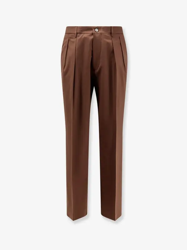 NUGNES 1920 Miro' Wool Blend Trousers - Brown