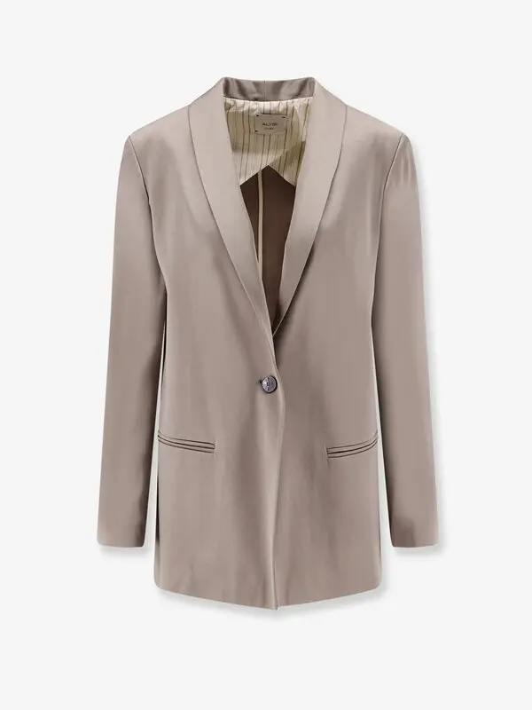 ALYSI Single-breasted Satin Blazer With Shawl Lapel And Back Vent