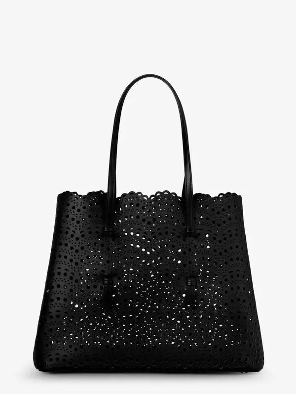 Alaïa Mina 37 Leather Shoulder Bag With Vienne Motif - Black