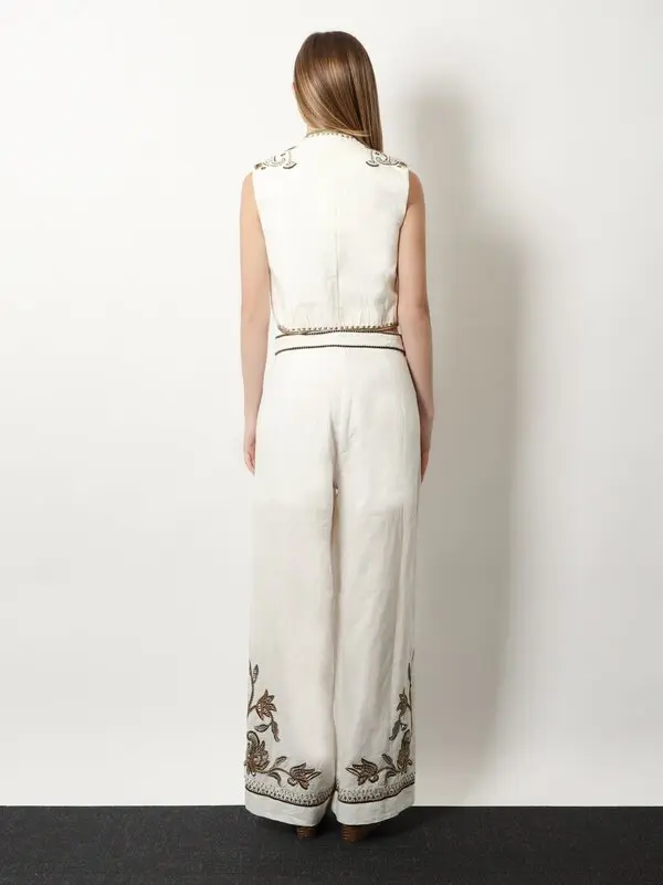 SCARLETT POPPIES Sorelle Linen & Cotton Wide Leg Trousers