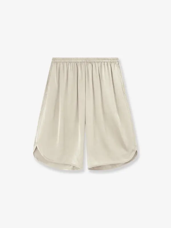 THE FRANKIE SHOP Nelis Satin Bermuda Shorts - Beige