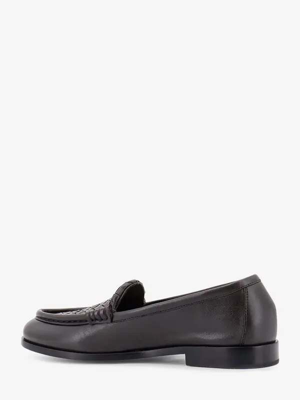 Bottega Veneta Silenzio Leather Loafers With Intrecciato Motif - Brown