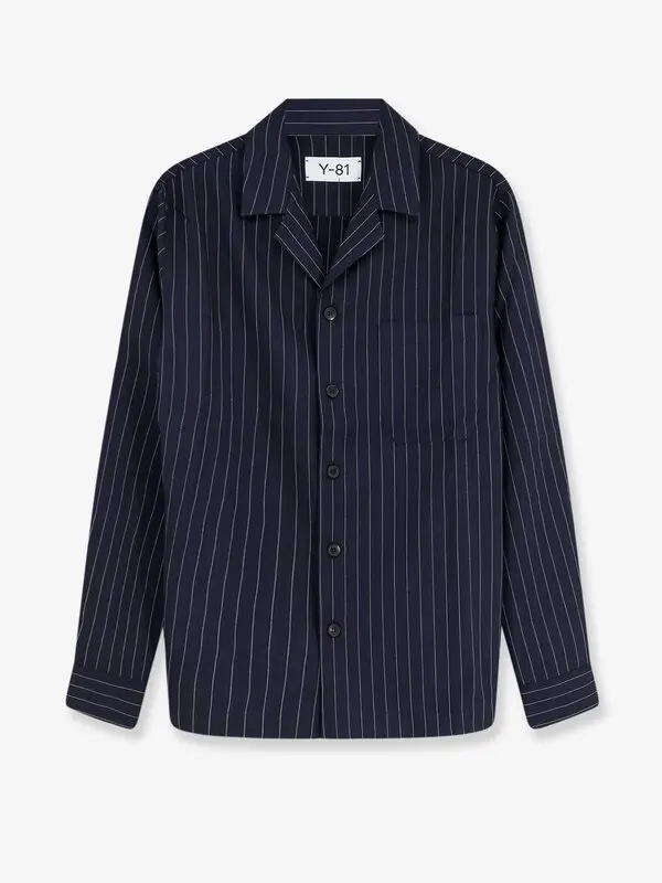 Y-81 Virgin Wool Shirt With Pinstripe Pattern - Blue