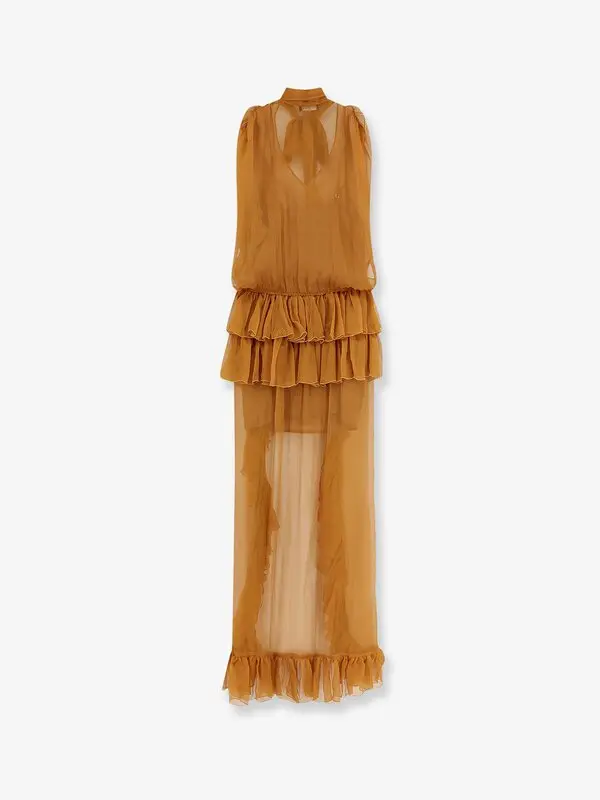 ACTUALEE Sleeveless Asymmetrical Ruffled Dress