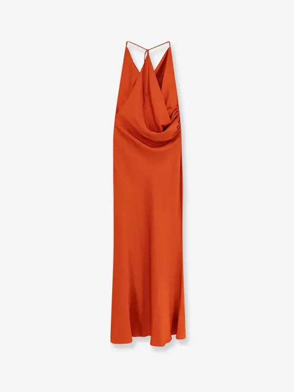 ACTUALEE Satin Long Dress - Orange