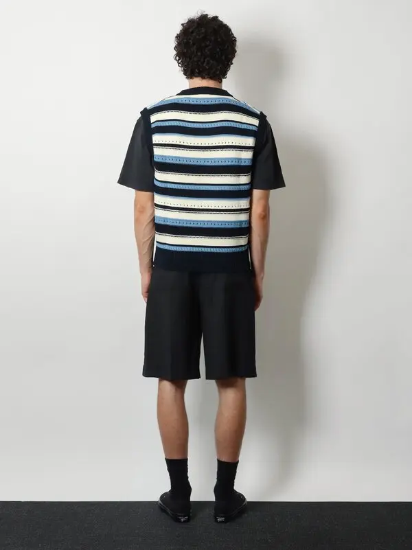 DUNST Sleeveless V-neck Striped Sweater