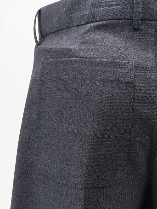 DUNST Pleated Check Wool Blend Bermuda Shorts