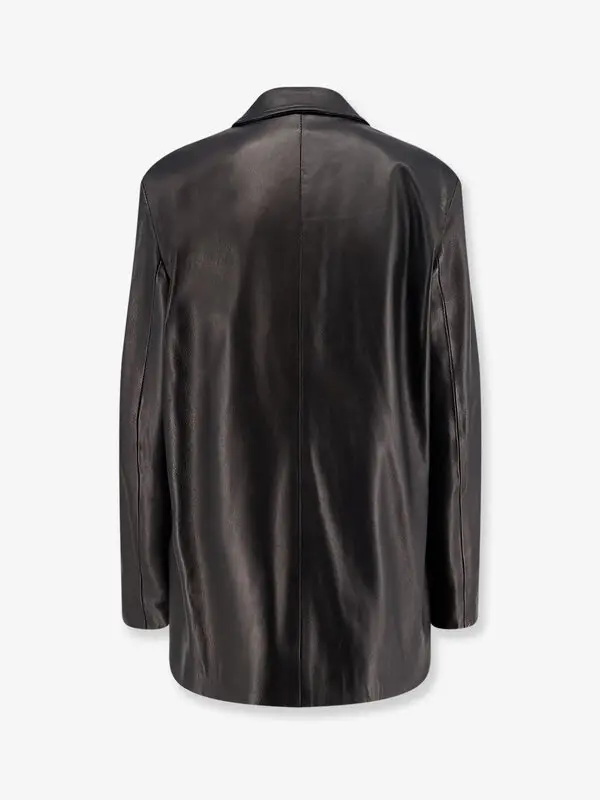 DFOUR Leather Double-breasted Blazer