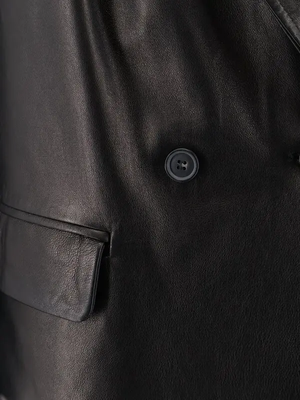 DFOUR Leather Double-breasted Blazer