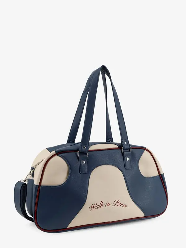 WALK IN PARIS Leather Duffle Bag With Embroidered Logo