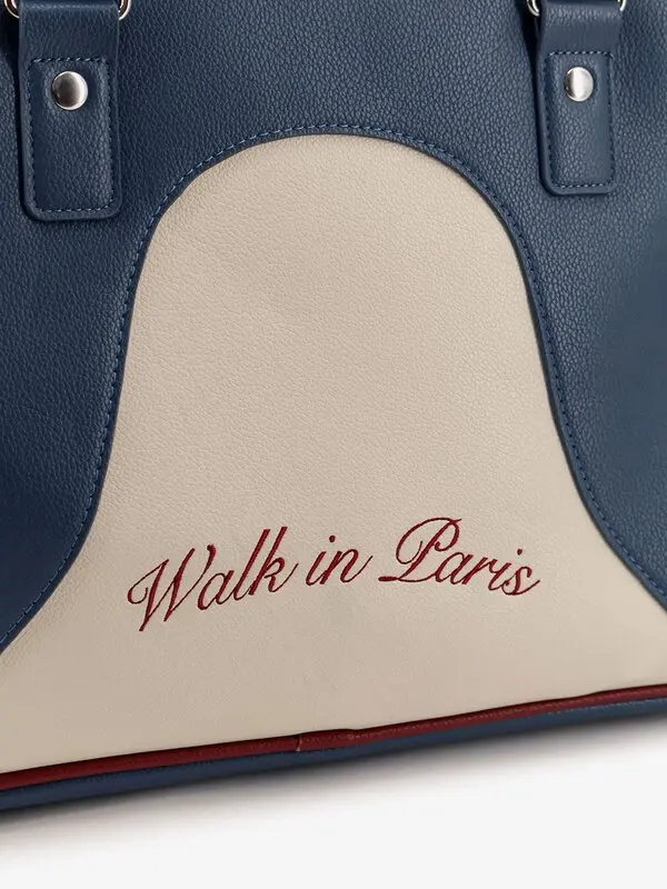 WALK IN PARIS Leather Duffle Bag With Embroidered Logo