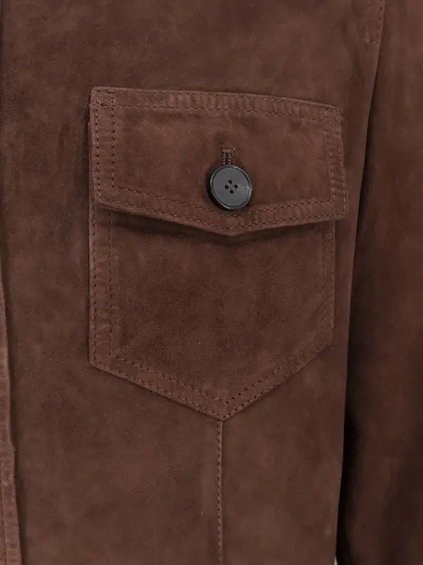 AMARANTO Leather Jacket With Pockets