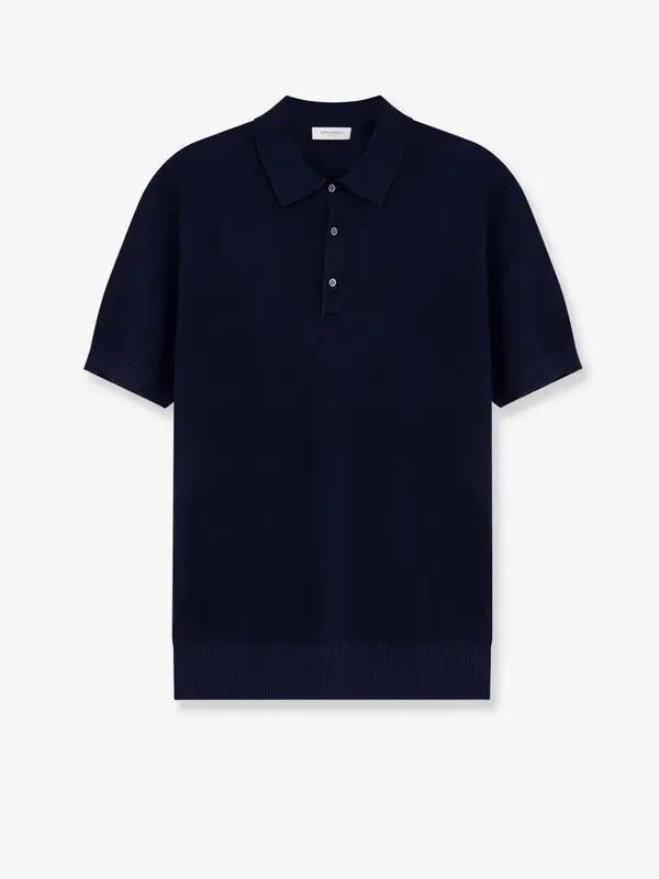 BRAMANI CASHMERE Cotton And Silk Blend Polo - Blue