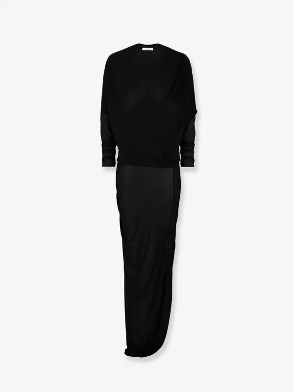 ENTIRE STUDIOS Transparent Fabric Robe Dress - Black