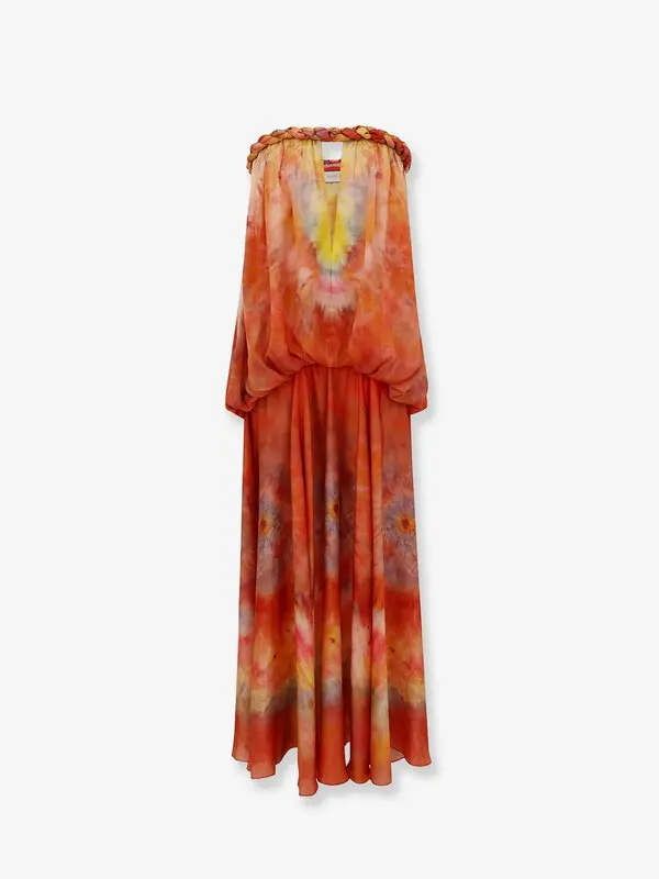 Zimmermann Luna Twist Bandeau Gown Silk Dress - Orange