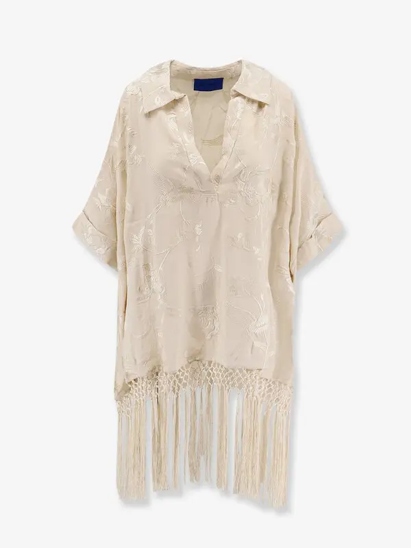 MES DEMOISELLES Franny Viscose Dress With Floral Pattern - Beige