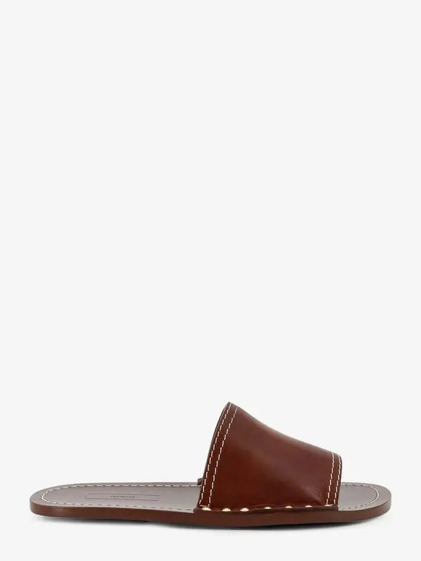 TOTEME Low Leather Sandals With Metal Studs On The Sides - Brown