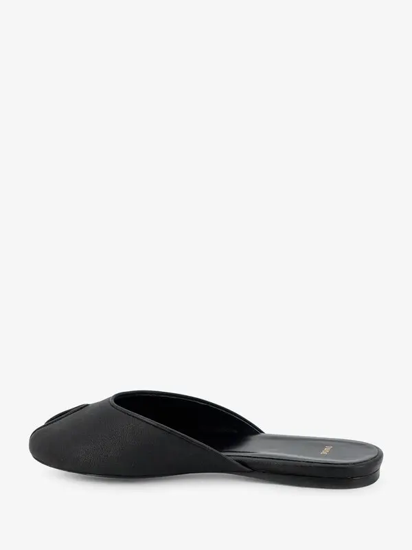 JUDE Date Flat Leather Mules - Black