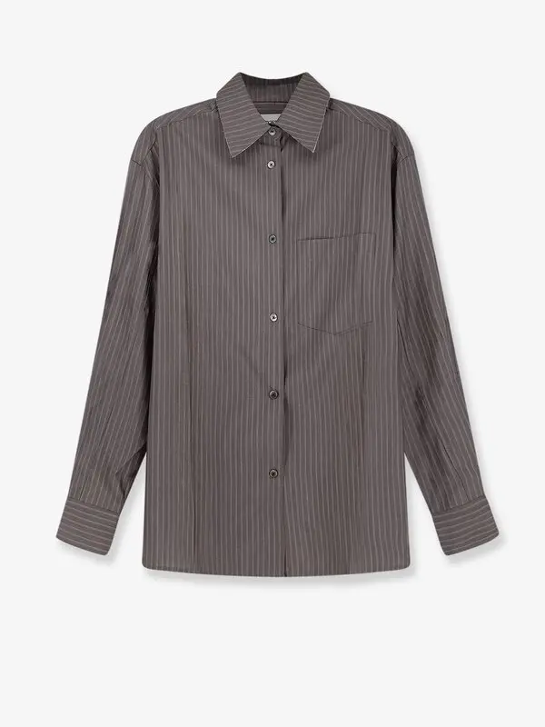 TONYWACK Striped Silk And Wool Blend Shirt - Grey