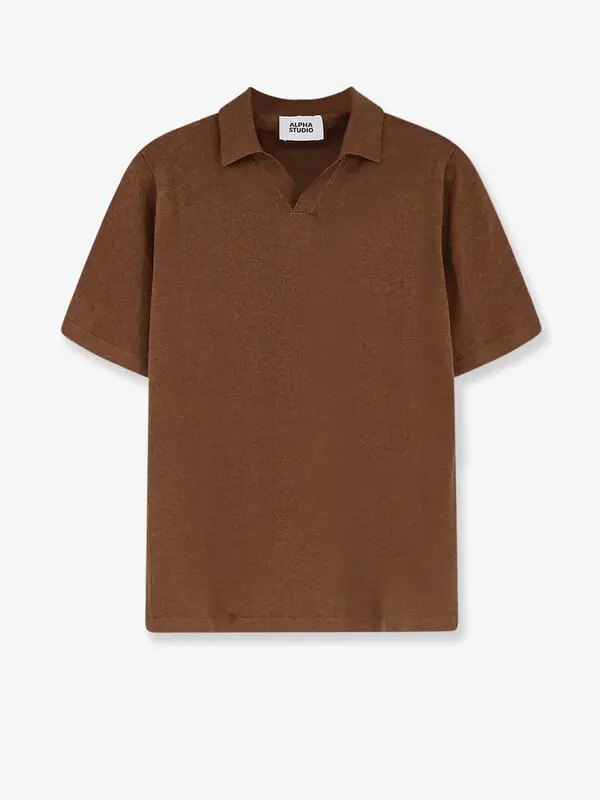 Alpha Studio Linen And Cotton Blend Polo Shirt