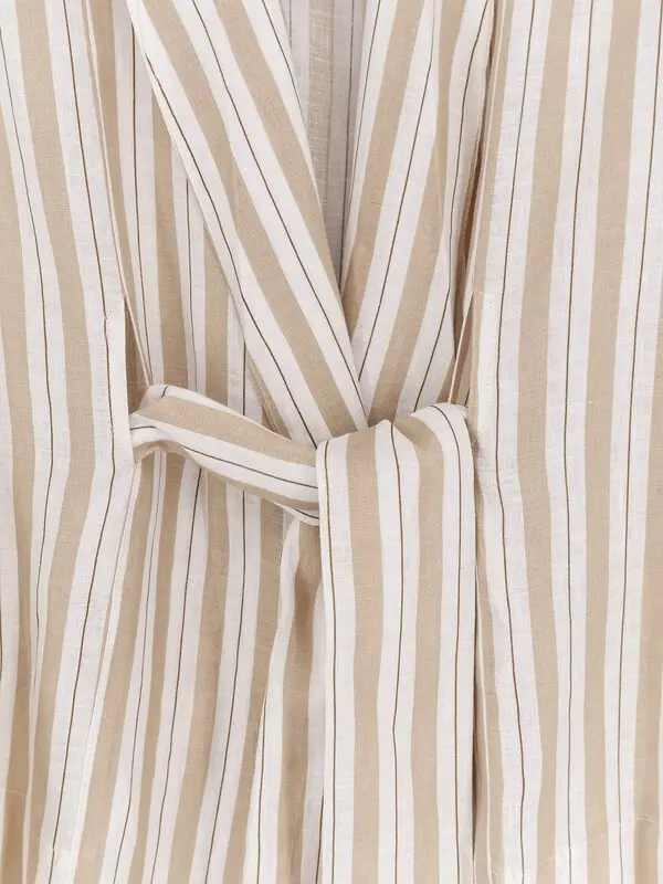 SEMICOUTURE Kimono Striped Linen Shirt