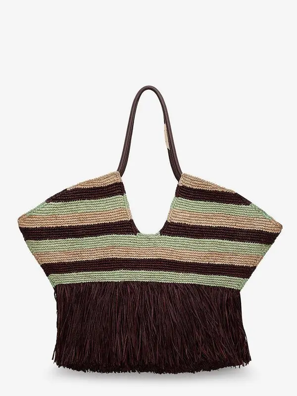 Zimmermann Golden Time Raffia Shoulder Bag With Fringe
