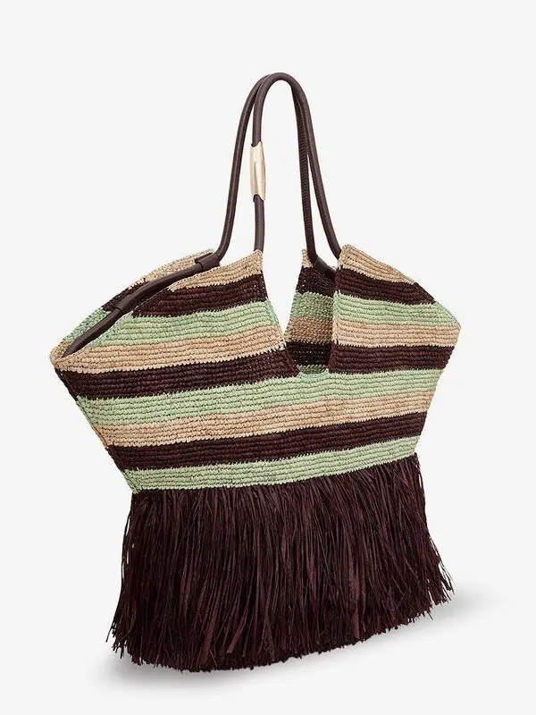 Zimmermann Golden Time Raffia Shoulder Bag With Fringe
