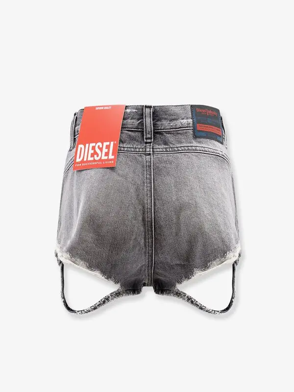 DIESEL® Blue Denim Shorts With A Destroyed Effect