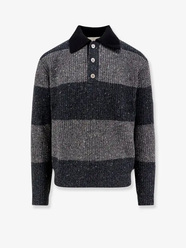 DUNST Chunky Rugby Wool Blend Sweater - Grey