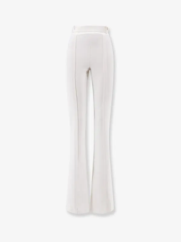 Elisabetta Franchi High-waisted Flared Leg Trousers With Metal Monogram - White