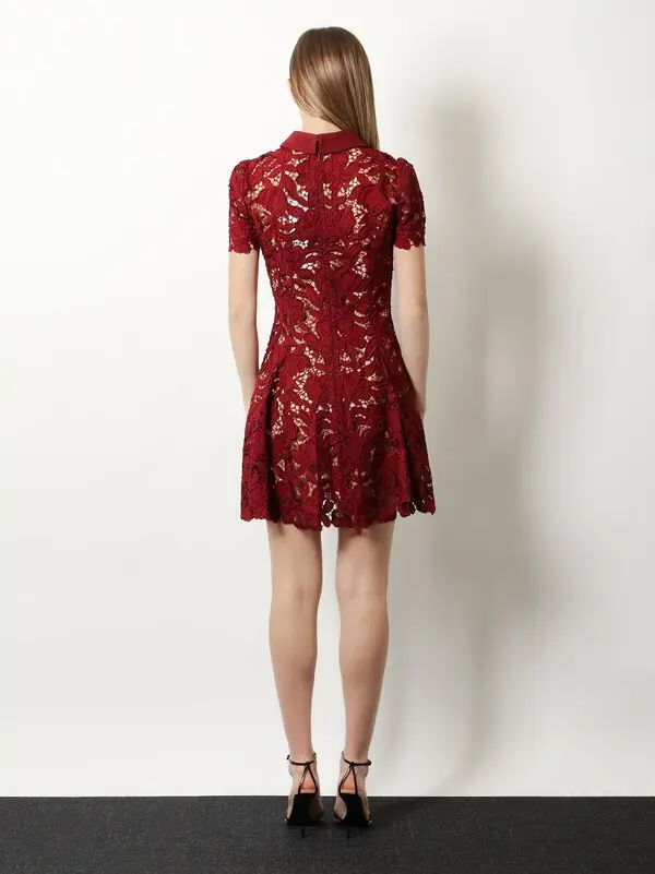 SELF-PORTRAIT Lace Mini Dress With Jeweled Buttons