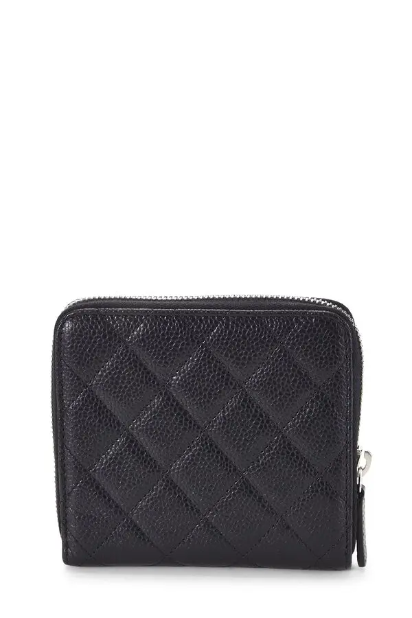 Chanel Quilted Caviar Compact Zip Around Wallet